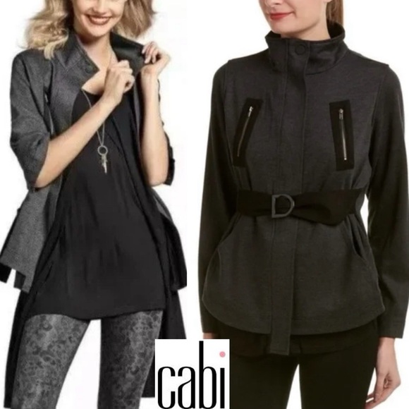 CAbi | Jackets & Coats | Cabi 384 Love Carol Flight Moto Mesh Back Jacket Gray Black Outerwear ...